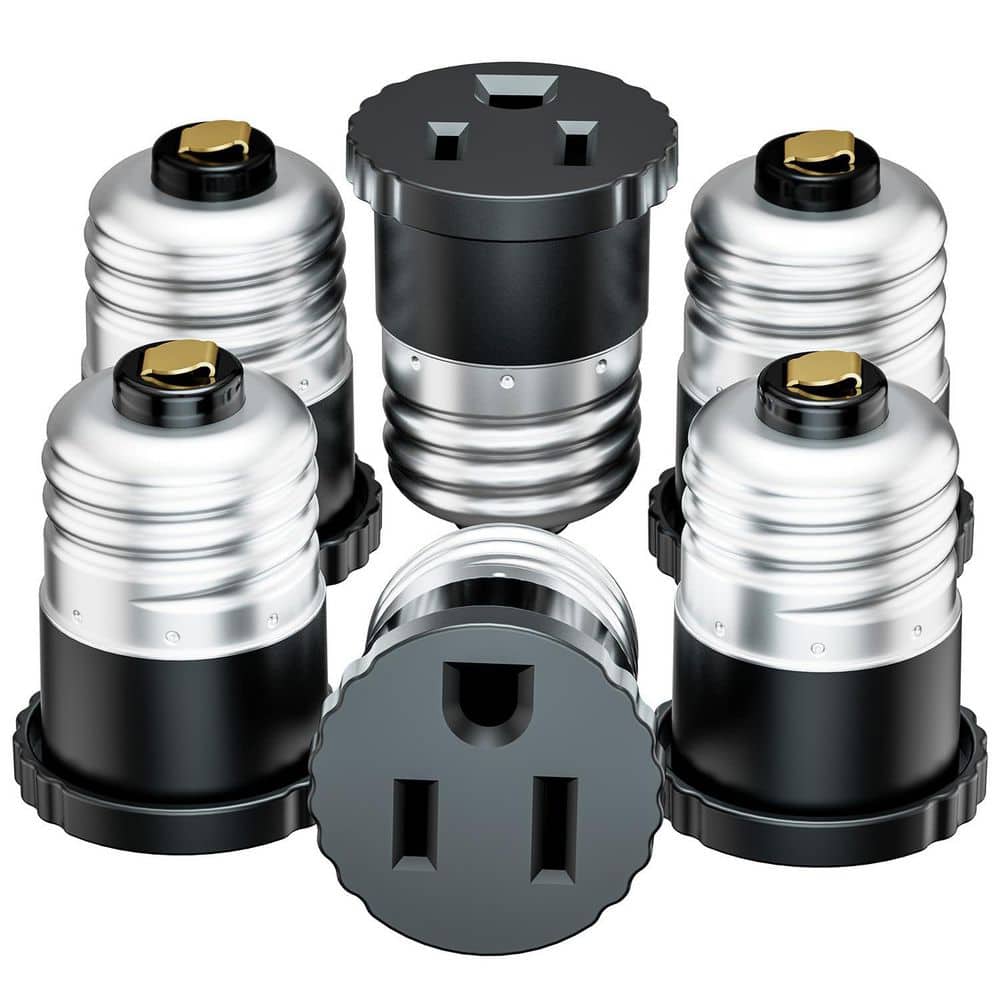 BIBIVIS 6 Pack Black Light Socket to Plug Adapter, onvert Light Bulb ...