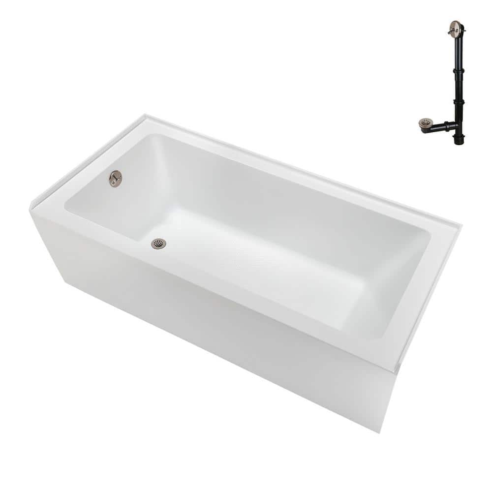 Streamline 60 in. x 30 in. Soaking Acrylic Alcove Bathtub with Left ...