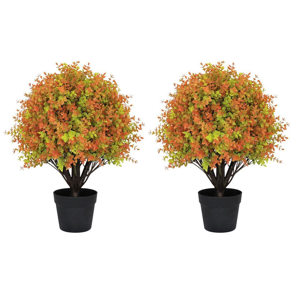 HOYMN 2 ft. Artificial Eucalyptus Tree Topi-ary Boxwood Autumn Fall ...