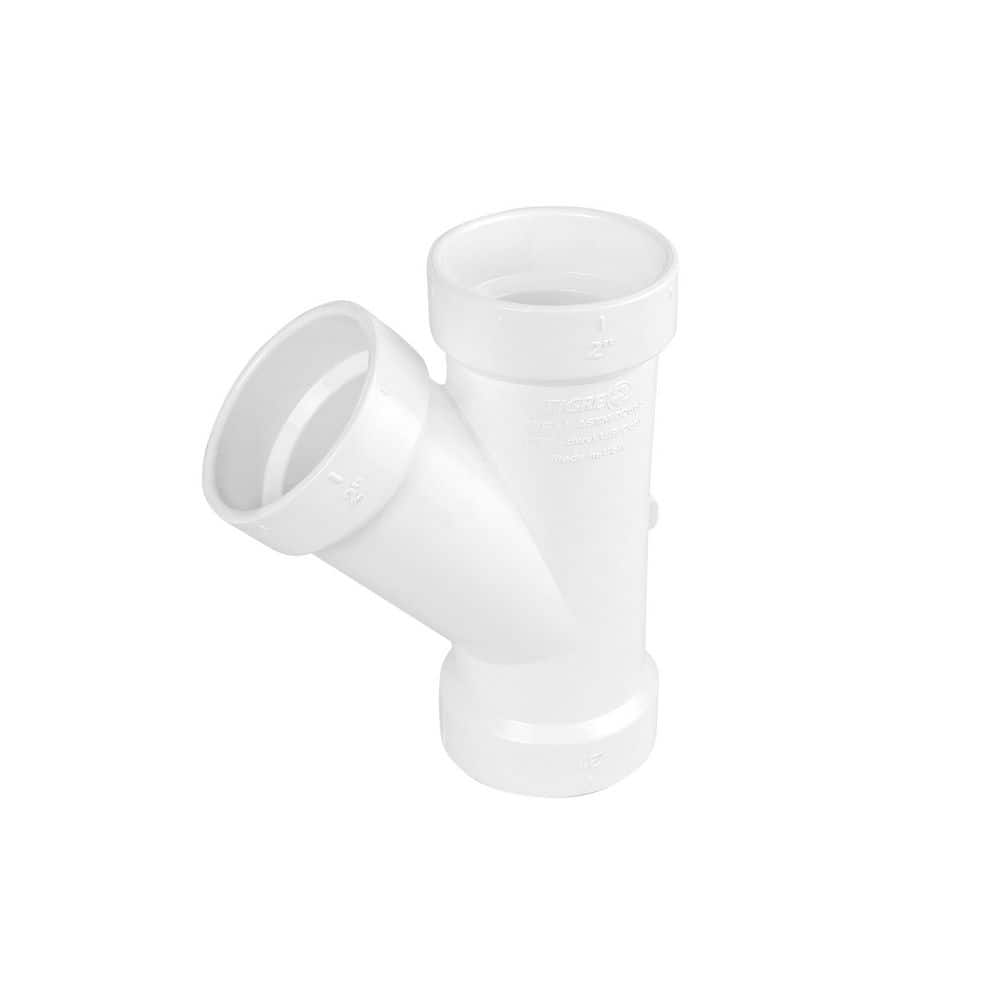 PLUMBFLEX 1-1/2 in. PVC DWV Wye Hub, White Rigid PVC Drain, Waste ...