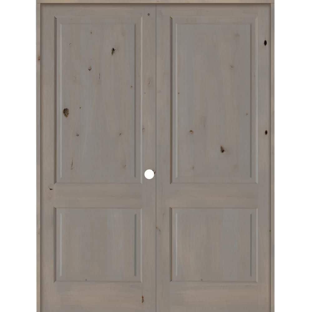 Krosswood Doors 72 in. x 96 in. Rustic Knotty Alder 2-Panel Square Top ...