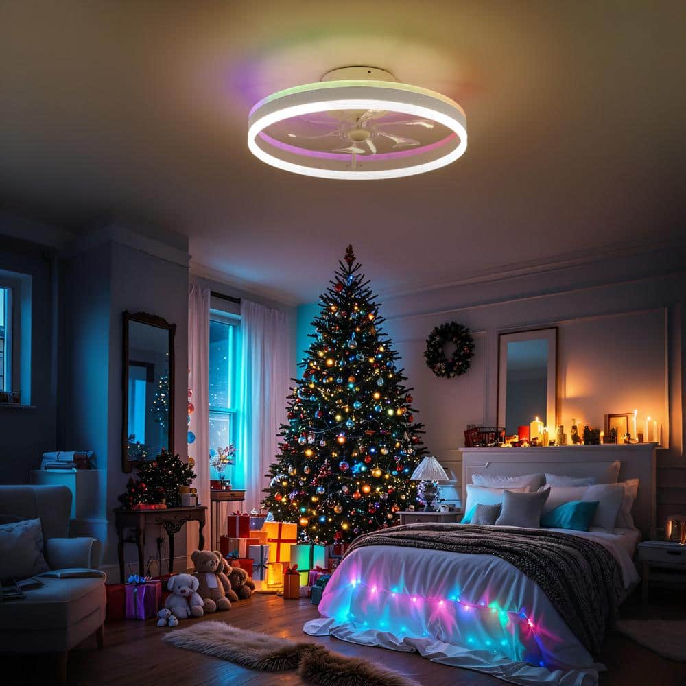 TOZING 21 in. Smart Integrated LED Indoor RGB White Low Profile Flush ...