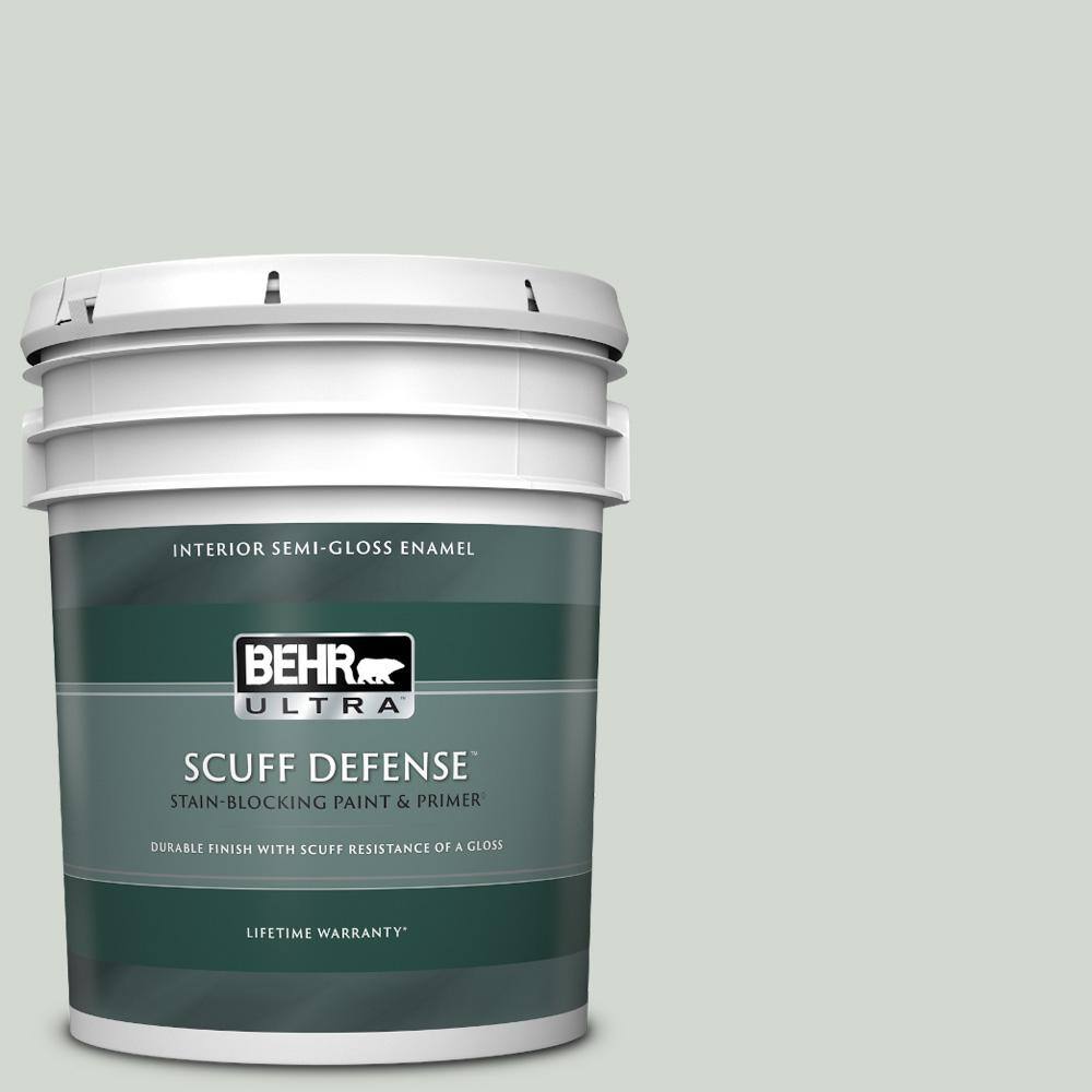 BEHR ULTRA 5 gal. #N410-2 Brook Green Extra Durable Semi-Gloss Enamel ...