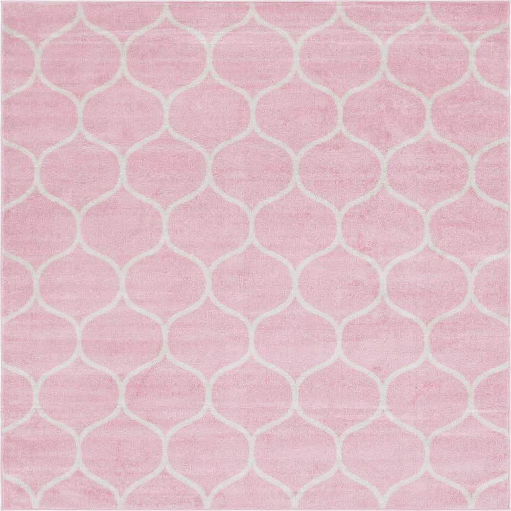 Unique Loom Trellis Frieze Rounded Light Pink 7 ft. 10 in. x 7 ft. 10 ...