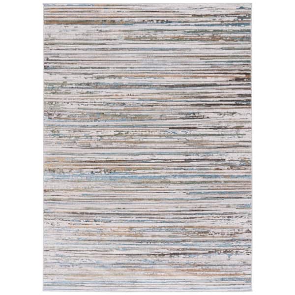 SAFAVIEH Bel Air 4 ft. x 6 ft. Beige/Gray Striped Gradient Area Rug ...
