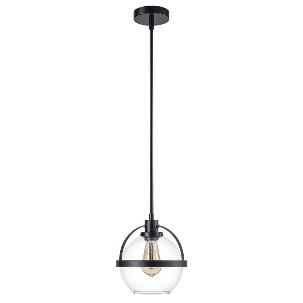 TinHon Modern Black Globe Pendant Light with Clear Glass Shade, 1-Light ...