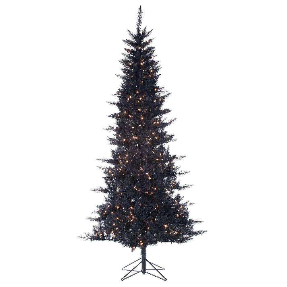 Sterling 7.5 ft. Pre-Lit Tiffany Black Tinsel Artificial Christmas Tree ...