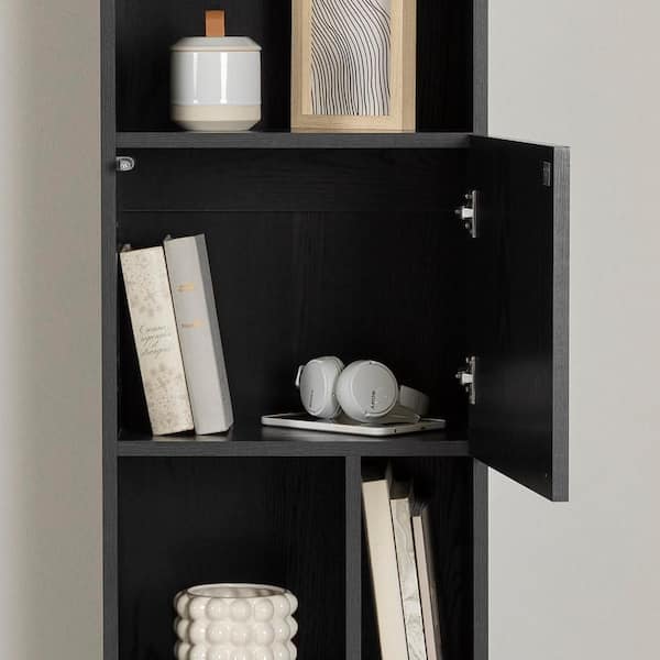 South Shore Liora 5 Shelf Narrow Bookcase Narrow Black Oak