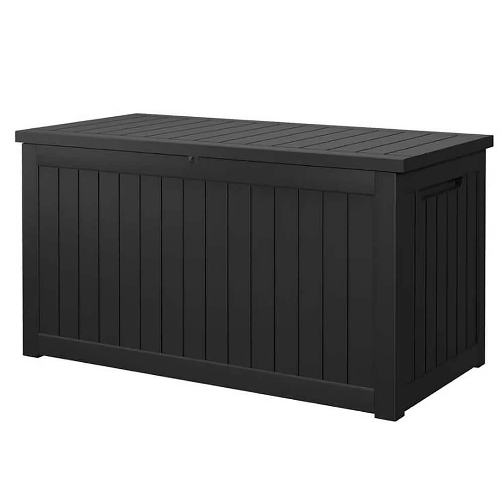 Outdoor Storage Box 52 in. W x 31 in. D x 29 in. H Black Metal Outdoor ...