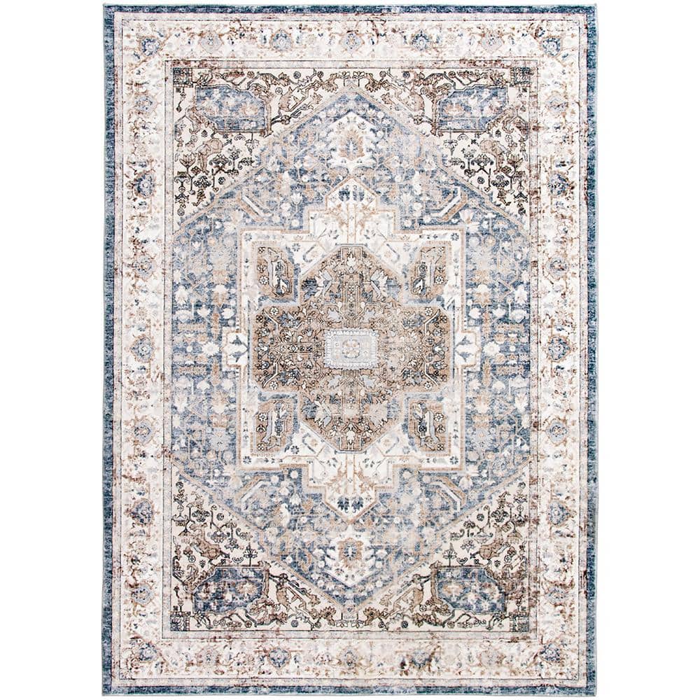 Home Decorators Collection Silky Medallion Gray 5 ft. x 7 ft. Area Rug ...