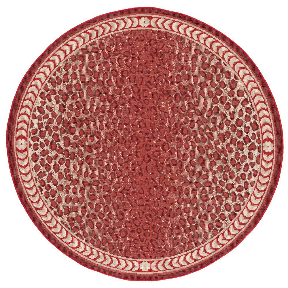 SAFAVIEH Courtyard Red/Beige 7 ft. x 7 ft. Border Cheetah Indoor ...