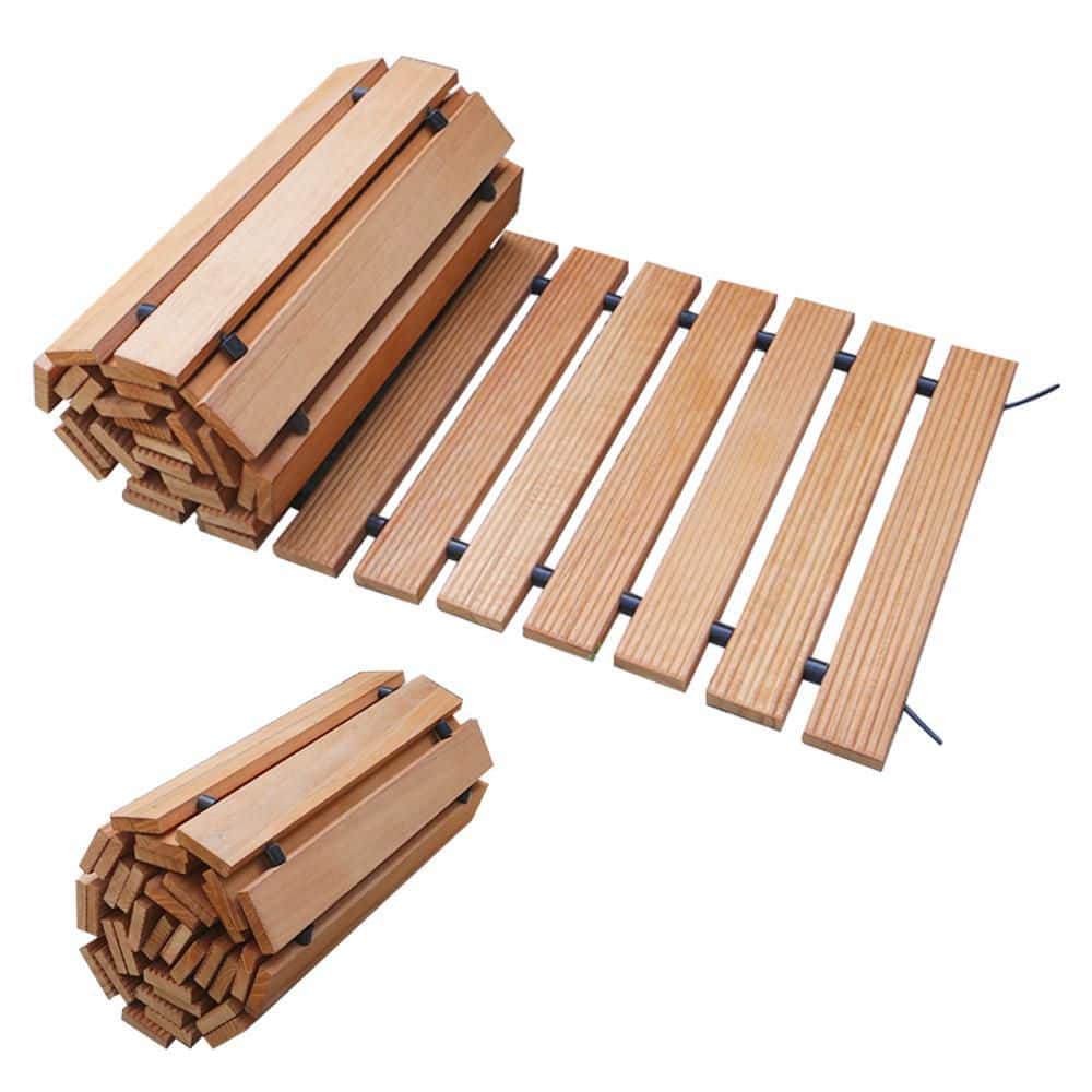 Pro Space 96 in. x 17 in. Garden Wooden Pathway, Outdoor Roll Out Patio ...
