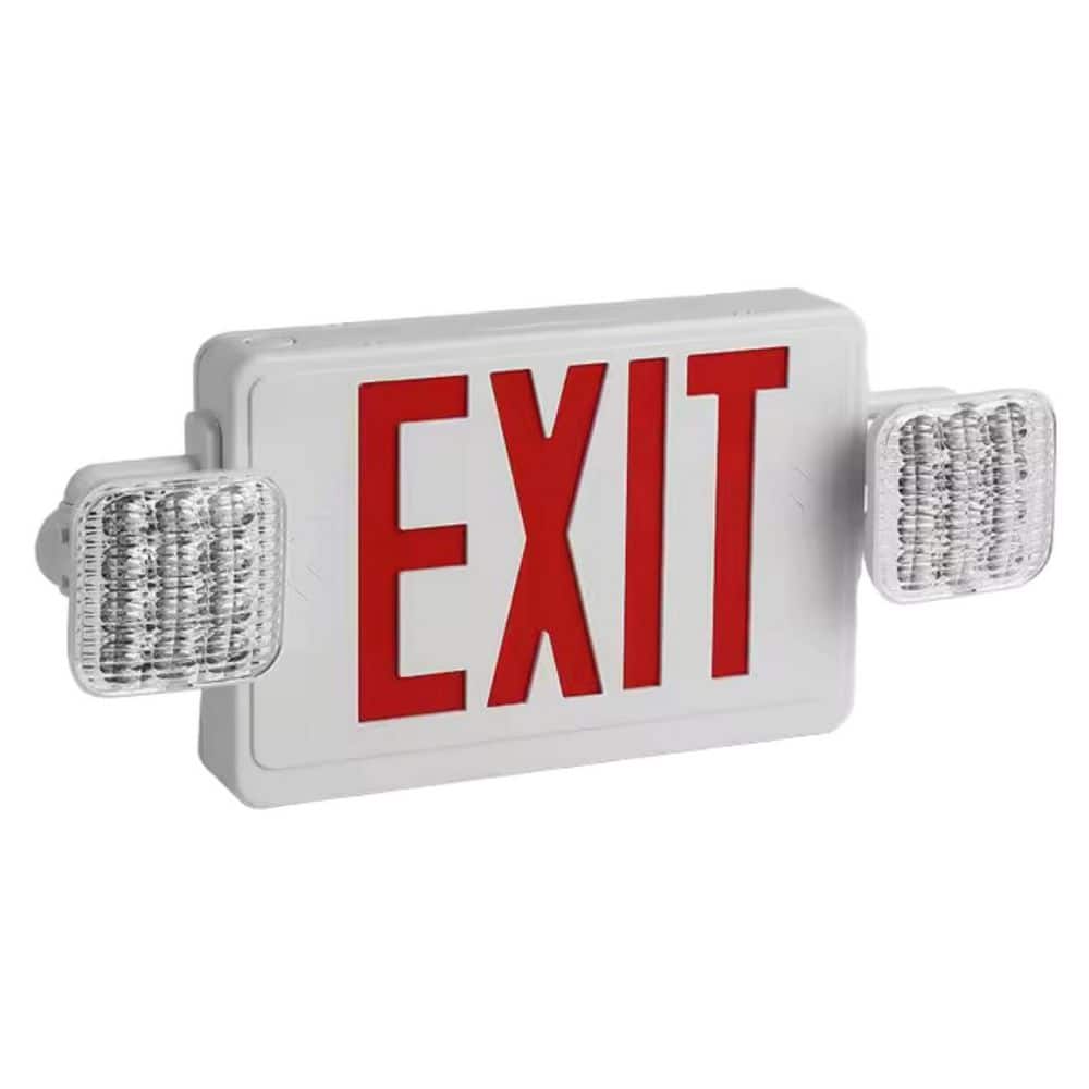 KOAOEIRS Combo 20-Watt Equivalent Integrated LED White Exit Sign and ...