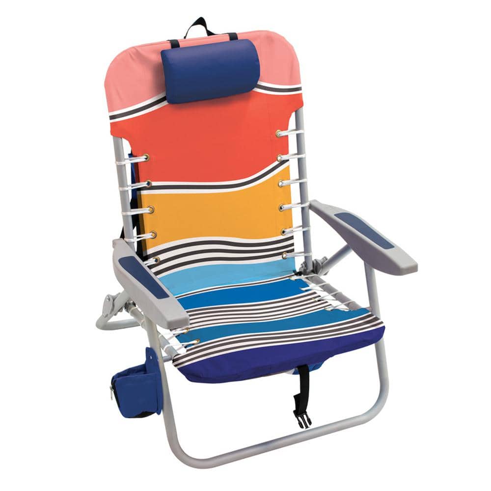 Rio Beach Wavy Stripes Aluminum 4 Position Lace Up Folding Beach Chair ...