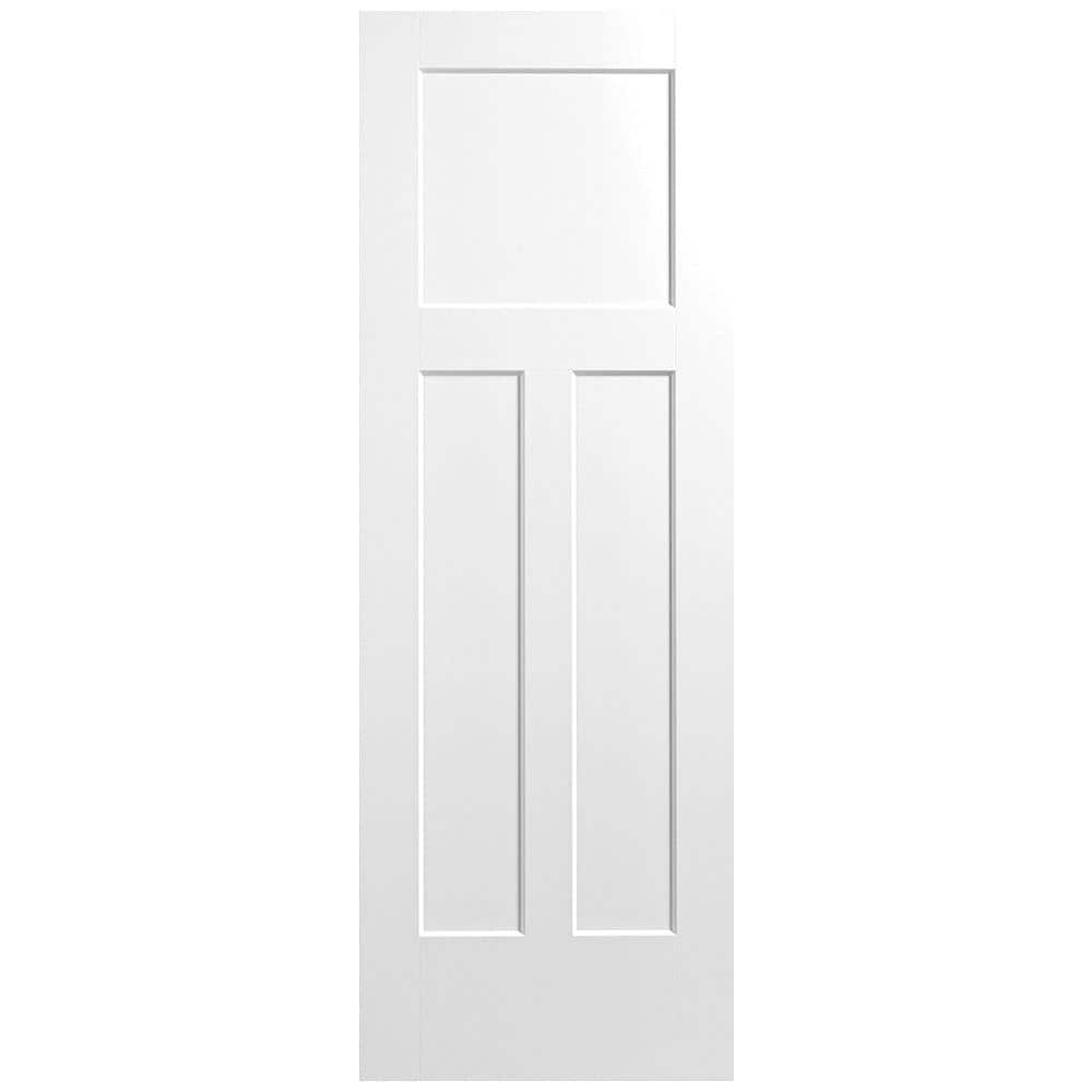Masonite 28 in. x 80 in. 3-Panel Winslow Single Bore Hollow Core Primed ...