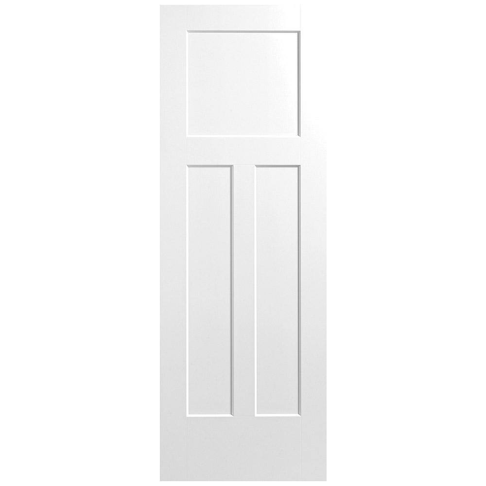 Masonite 28 in. x 80 in. 3-Panel Winslow Single Bore Solid Core Primed ...
