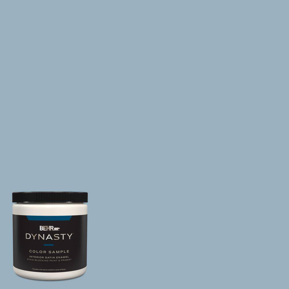 BEHR DYNASTY 8 oz. #ECC-32-1 Cloudless Day Satin Enamel Stain-Blocking ...