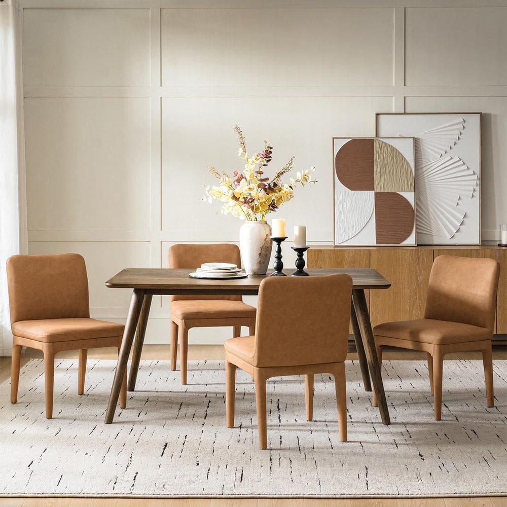 JAYDEN CREATION Perry Camel Faux Leather Dining Chair (Set of 2 ...