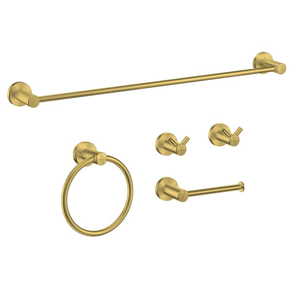 5-Piece Bath Hardware Set with Mounting Hardware in Gold 19HD5G5A - The ...