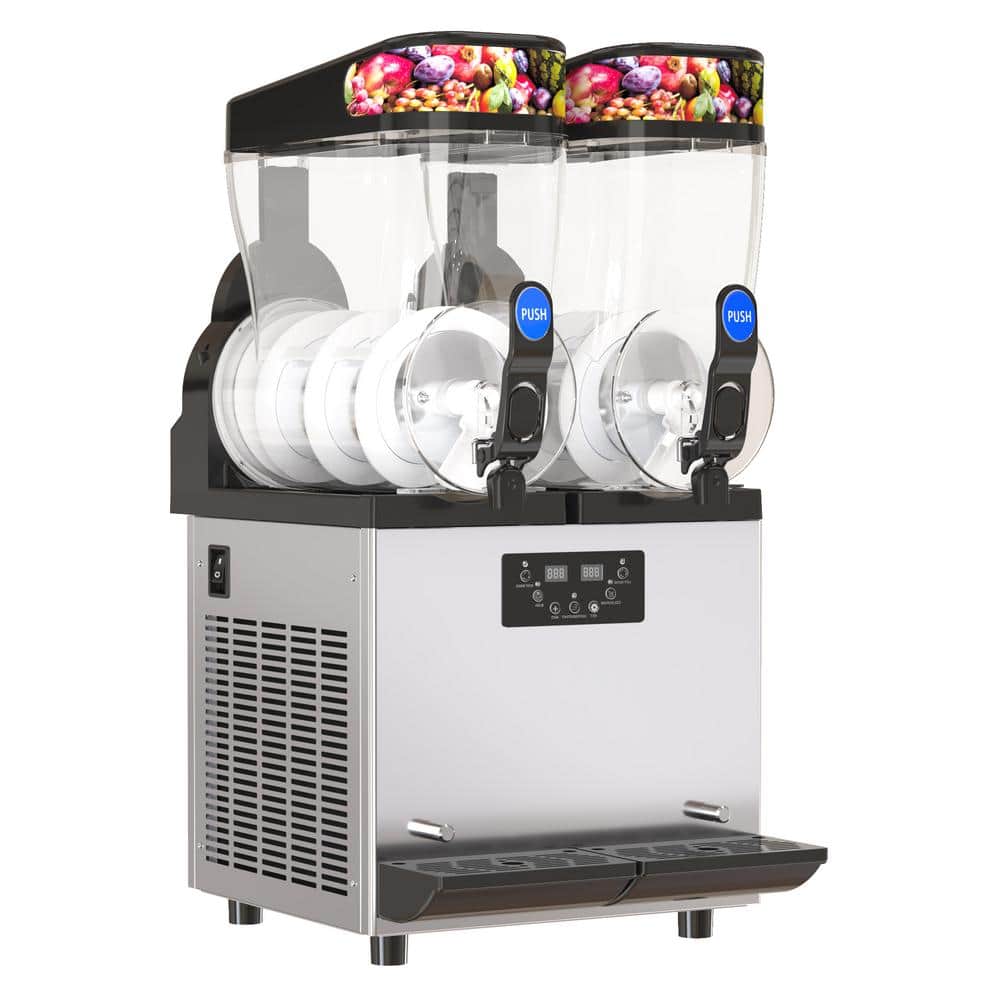 JEREMY CASS 844 oz. Silver Commercial Slushy Machine 950W 12L x 2 Tanks ...