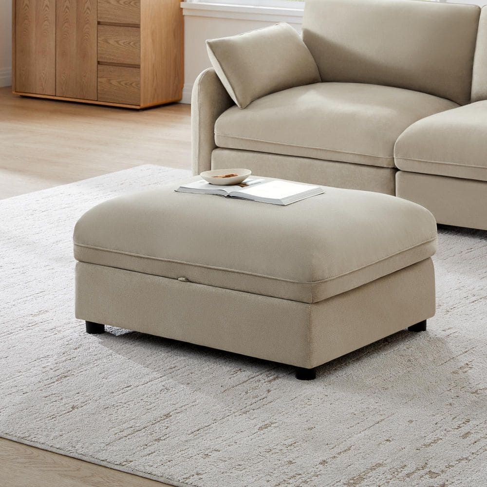 Spruce & Spring Derek 33.9 in. Fabric Storage Ottoman Modular Sofa in ...