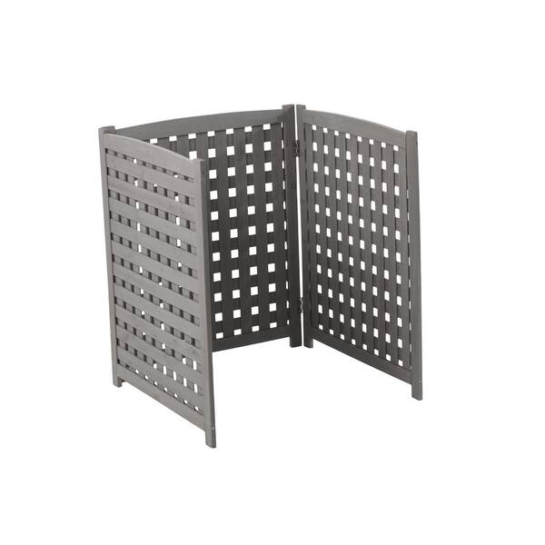 BTMWAY 38 in. Louver Gray Solid Wood Outdoor Garden Fence, 3 Panels ...