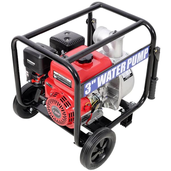 Powered Water Pump, 3 in. NPT Inlet & Outlet, Portable Pump w/ Wheels ...