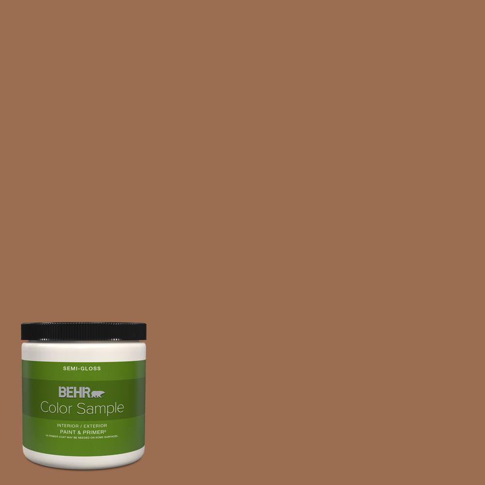 BEHR PREMIUM PLUS 8 oz. #PMD-88 Sorrel Brown Semi-Gloss Interior ...