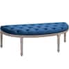 HOMCOM Blue Polyester Tufted Hallway Upholstered Bench with Wooden Legs ...