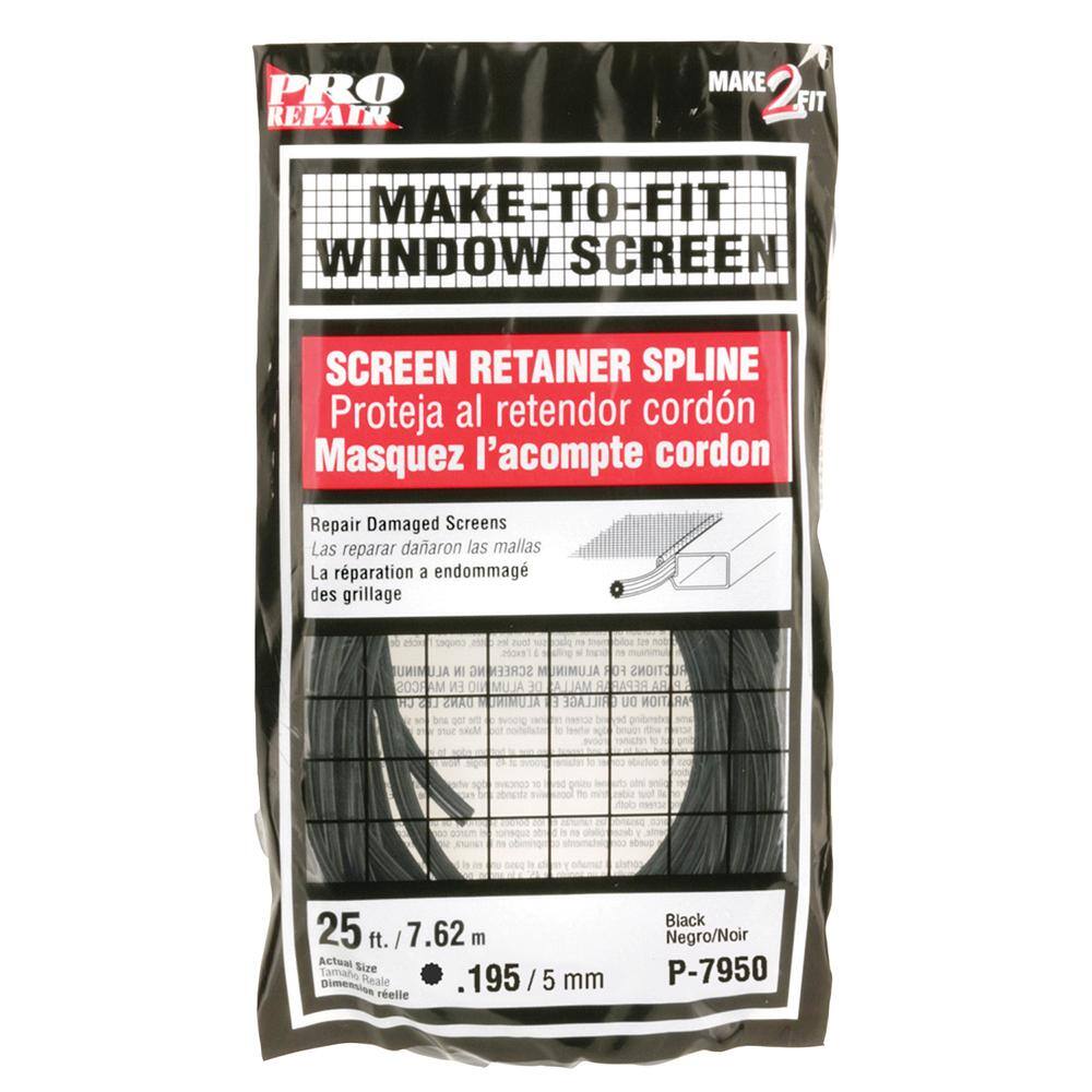 Prime-Line Screen Retainer Spline, 0.195 in., 25 ft., Black P 7950 ...