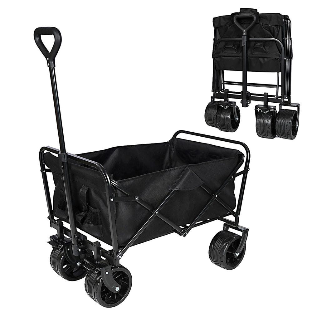 3.5 cu. ft. Black Durable Carbon Steel All-Terrain Collapsible Folding ...