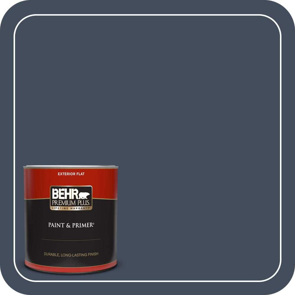 BEHR PREMIUM PLUS 1 qt. #S520-7 Night Flight Flat Exterior Paint ...