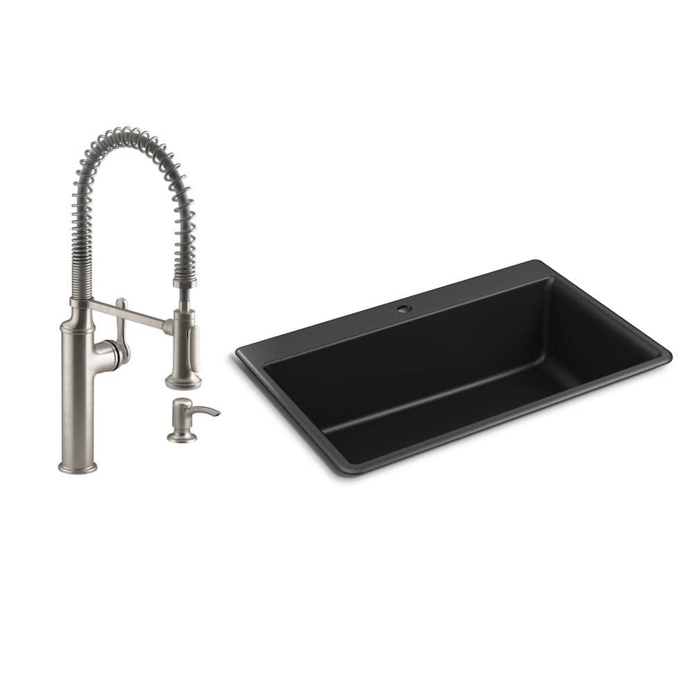 KOHLER Kennon Drop-In Granite Composite 33 in. Single Bowl Kitchen Sink ...