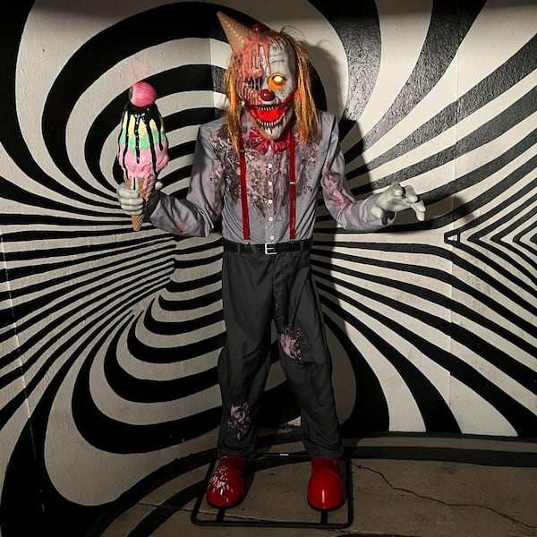 Haunted Hill Farm 6.9 ft. Life-Size Motion-Sensor I Scream Clown ...