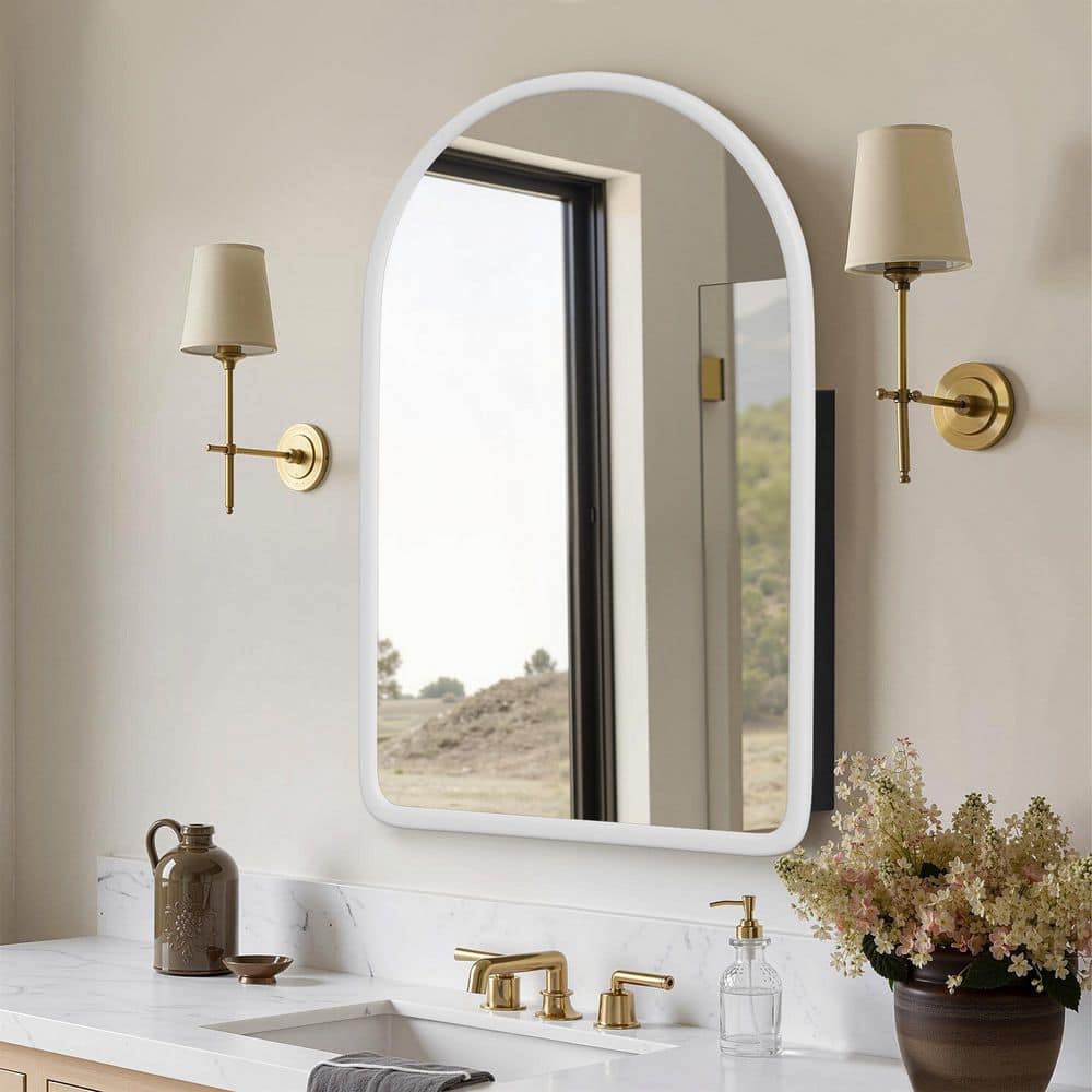 MAYEERTY White 24 in. W x 35.8 in. H Modern Arch Metal Framed Wall ...