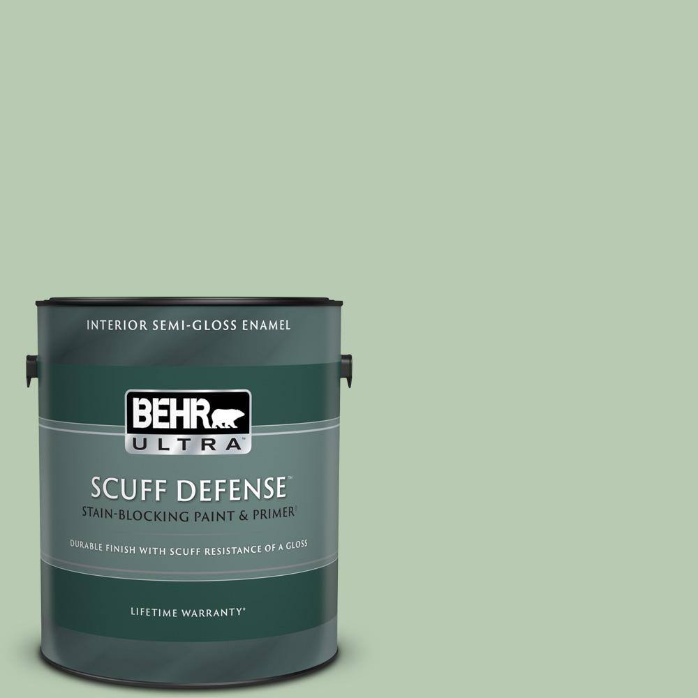 BEHR ULTRA 1 gal. #S400-3 Healing Aloe Extra Durable Semi-Gloss Enamel ...