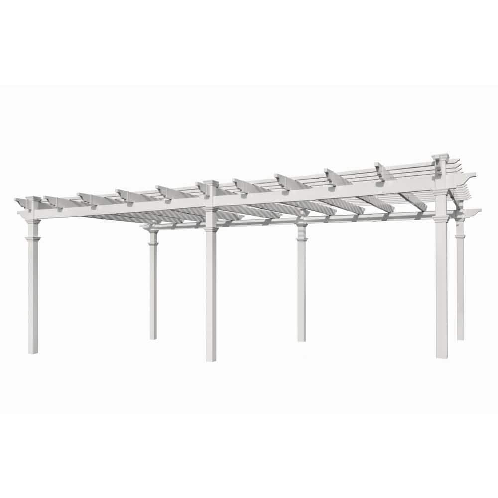 VITA 283"L x 144W x 106"H Vinyl Regency Grande Pergola, White, VA42083 ...
