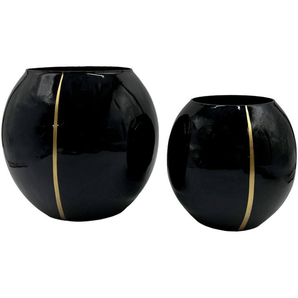 castellousa Black Decorative Handmade Glass Round Flower Vases CB-PI67 ...