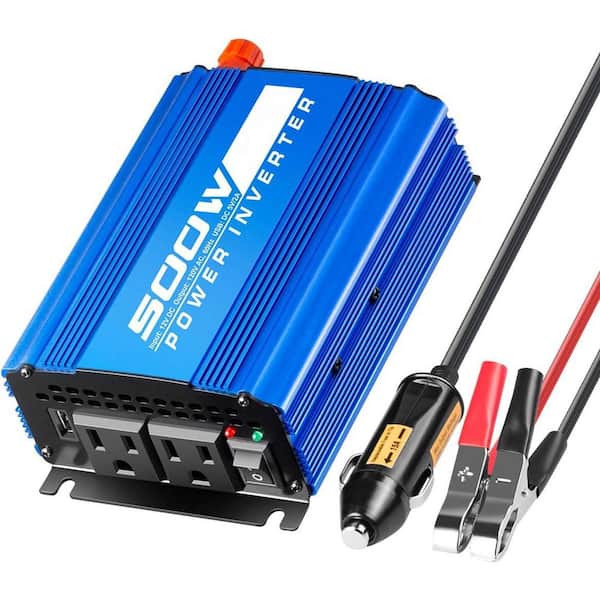 Lukyamzn 500-Watt Power Inverter DC 12V to AC 110V with 2-Outlets and ...