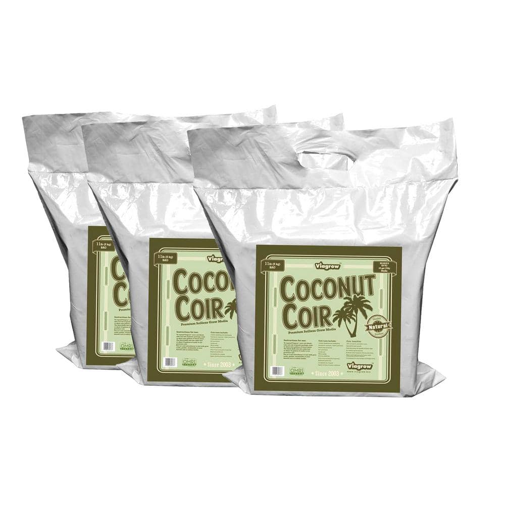 Viagrow 11 lbs. (5 kg) Coconut Coir Block of Soilless Media (3-Pack ...