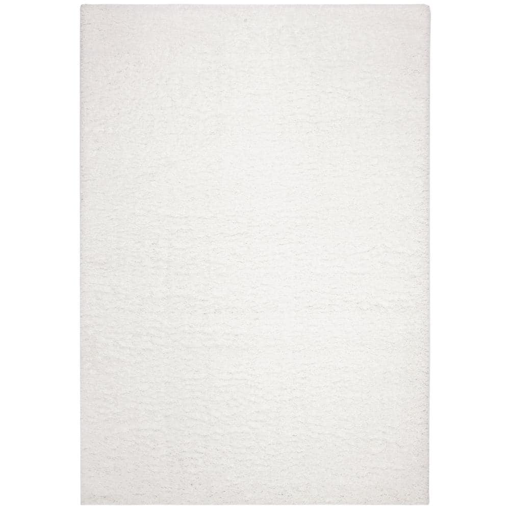 SAFAVIEH August Shag White Doormat 2 ft. x 4 ft. Solid Area Rug AUG900A ...