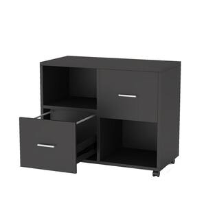 BYBLIGHT Atencio Black Vertical File Cabinet with 2-Drawer and ...