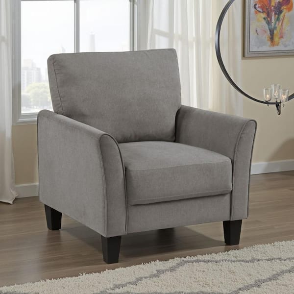 Benjara Xumo Taupe Gray Fabric Sofa Arm Chair with Black Tapered Wood ...