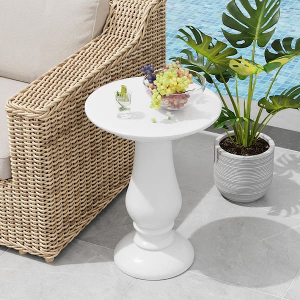 PATIOGUARDER 16 in. Magnesium Oxide Outdoor Round Side Table/End Table ...