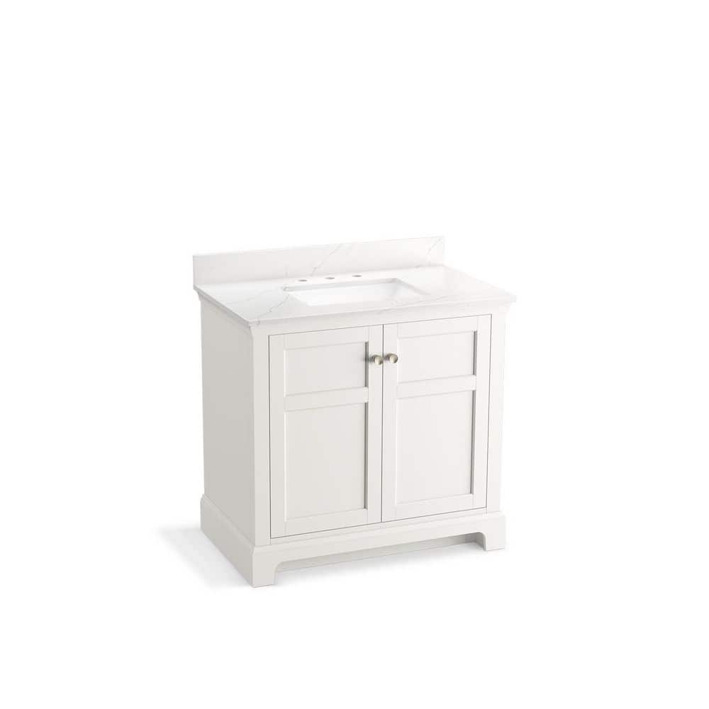 Reviews for KOHLER Baskin 36 in. White Bath Vanity with Bianco Bella Quartz Top | Pg 1 - The ...