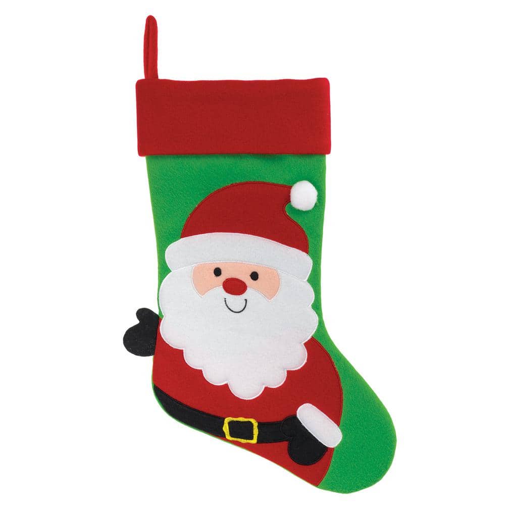 Amscan 18 in. Multi-Color Christmas Felt Santa Stockings (3-Pieces ...