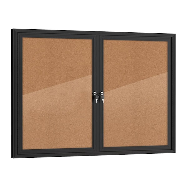 48 x 34 in. Outdoor Lockable Enclosed Bulletin Board Weather Resistant ...
