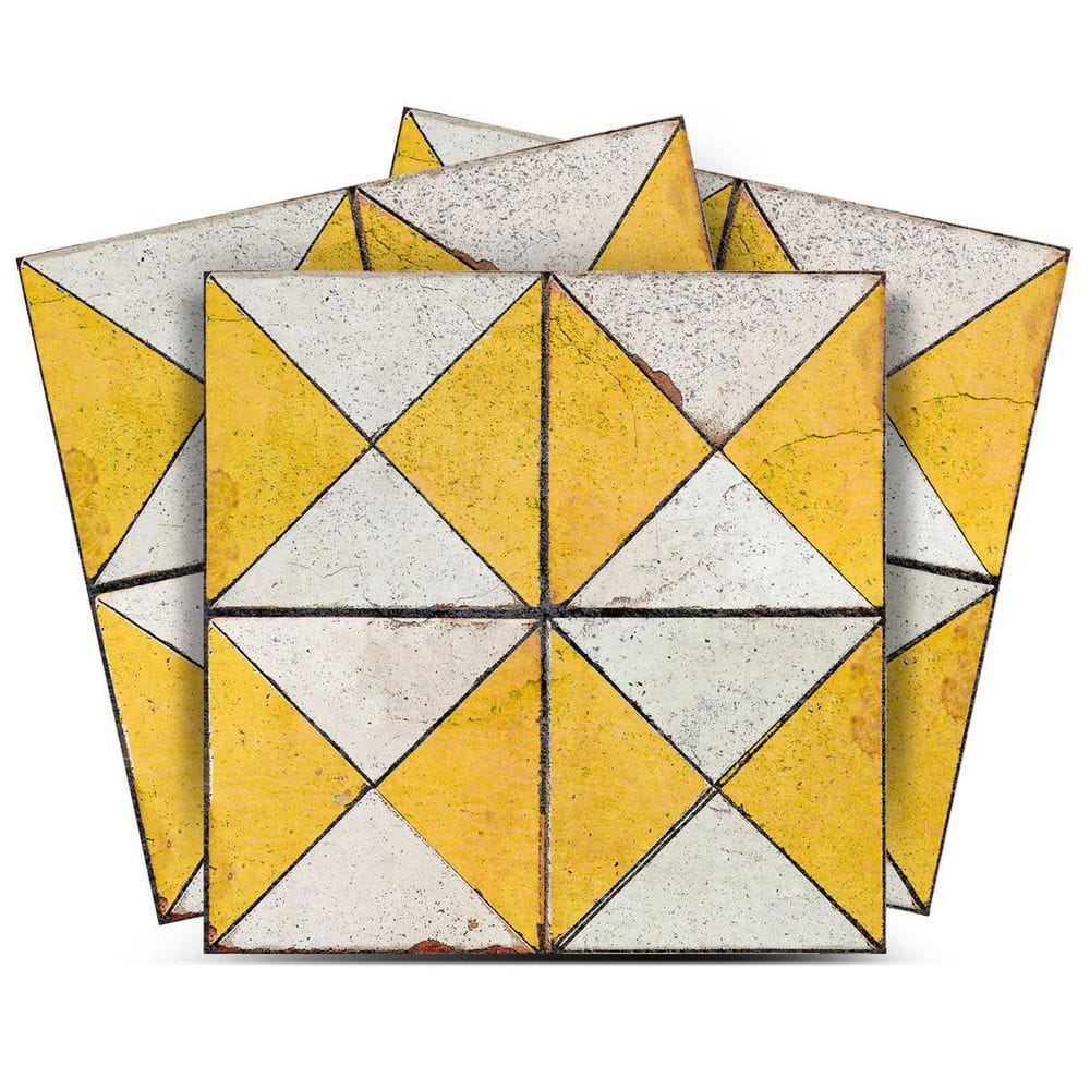 MI ALMA Yellow R160 7 in. x 7 in. Vinyl Peel and Stick Tile (24 Tiles ...