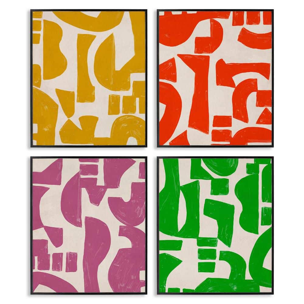 Stupell Industries Contemporary Shapes Collage by June Erica Vess 4 ...