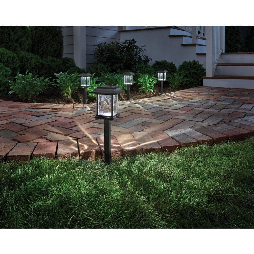 Hampton Bay Melrose 10 Lumen Black LED Weather Resistant Outdoor Solar ...